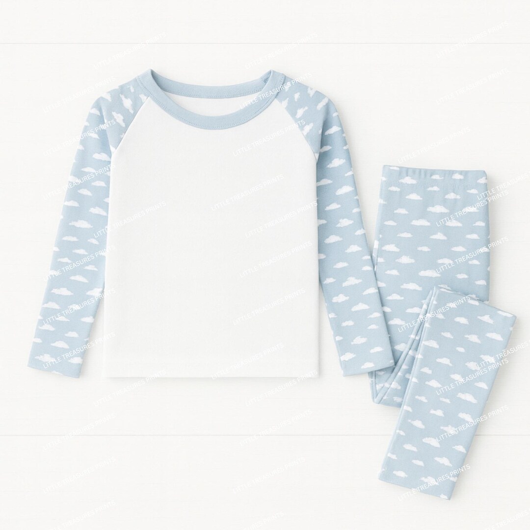 Striped Cloud Pyjama Mockup, Baby Pyjamas, Children's Sleepwear Image ...