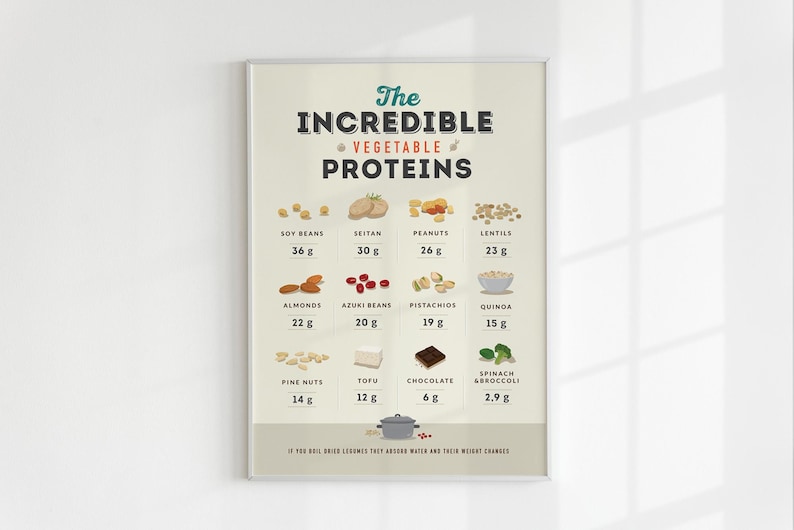 Plant-based Protein Poster | Vegan Foods | Digital Download Nutrition ...