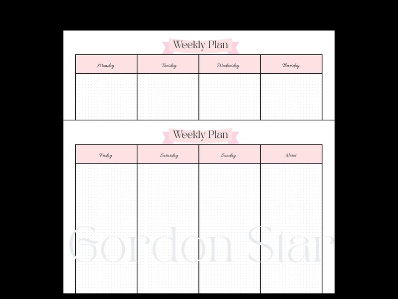 Undated Weekly Planner | Printable A4 & A5 | Horizontal Layout ...