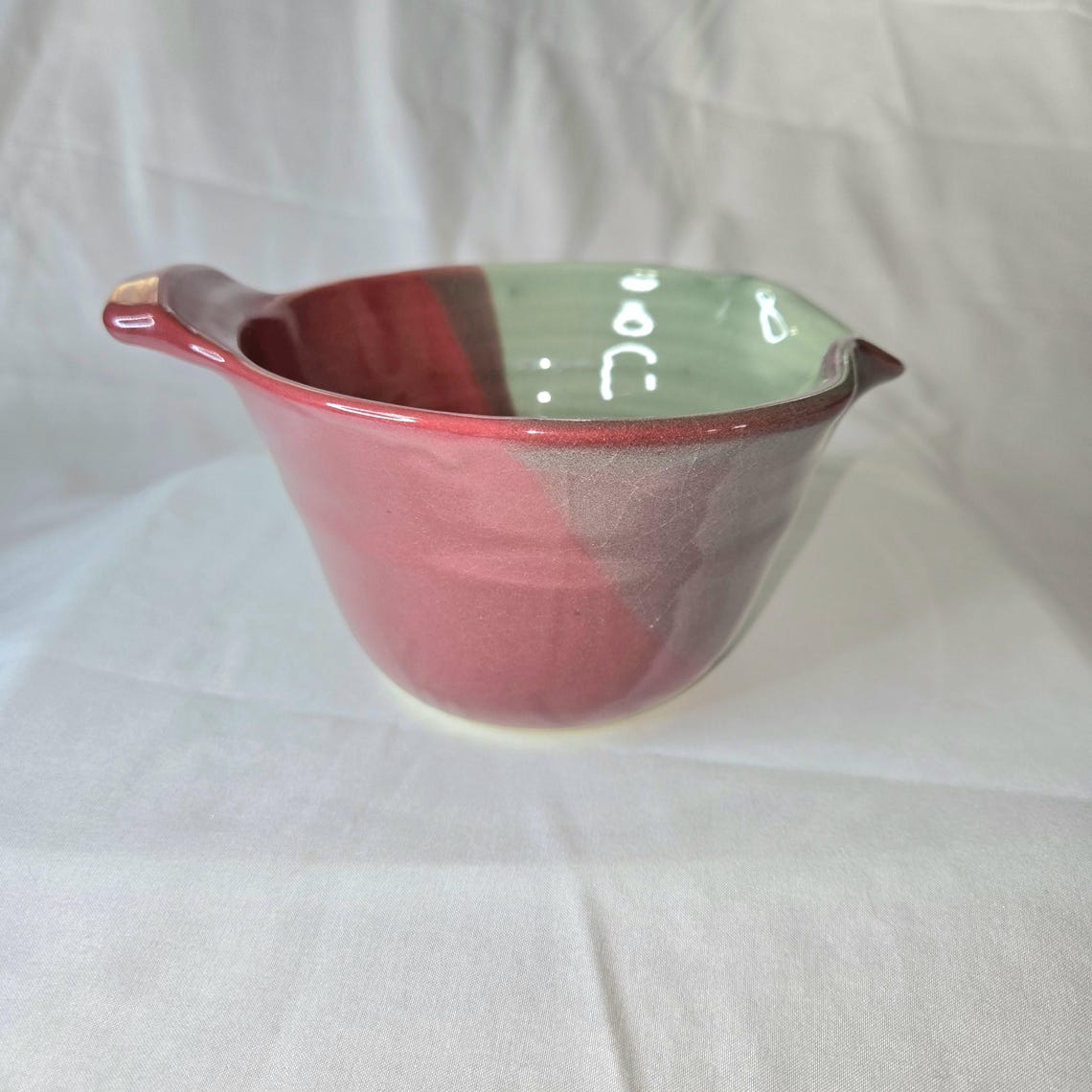 Follette Pottery Bowl-spouted,handle-handpainted Floral-signed by Kent ...