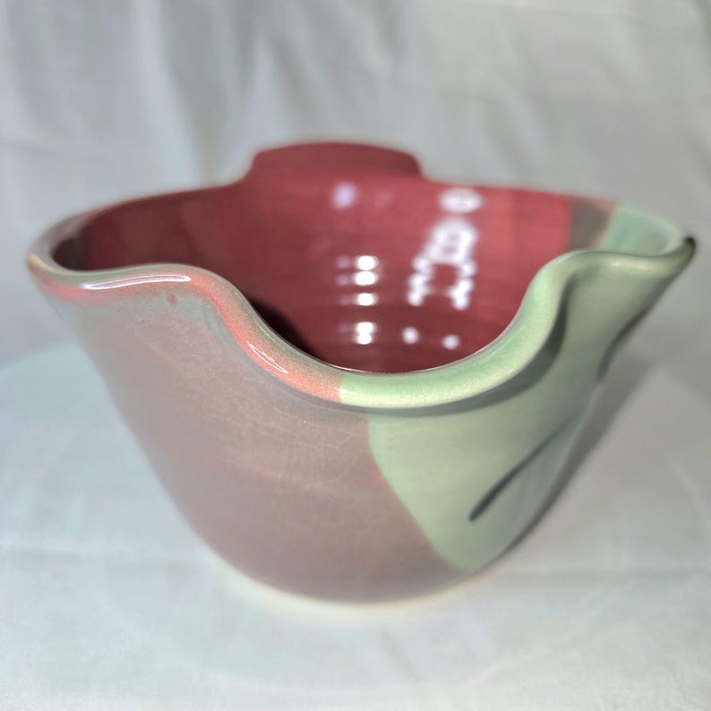 Follette Pottery Bowl-spouted,handle-handpainted Floral-signed by Kent ...