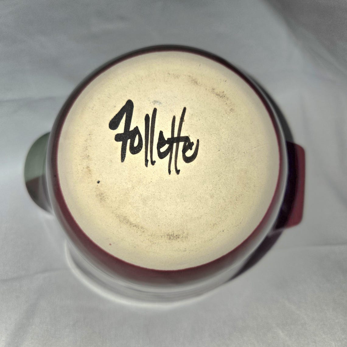 Follette Pottery Bowl-spouted,handle-handpainted Floral-signed by Kent ...