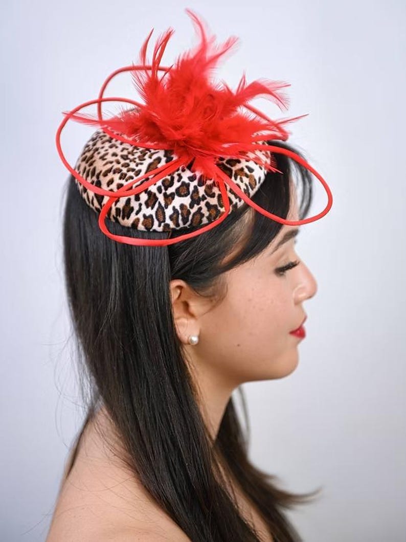 Sheba Handmade Elegant Fascinator Derby Hat Leopard-print Headpiece for ...
