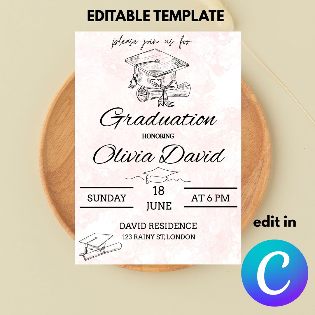 Editable Graduation Invitation Template / Grad Party Invitation ...