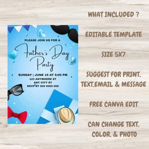 Editable Fathers Day Party Invitation Template / Fathers Day Invitation ...