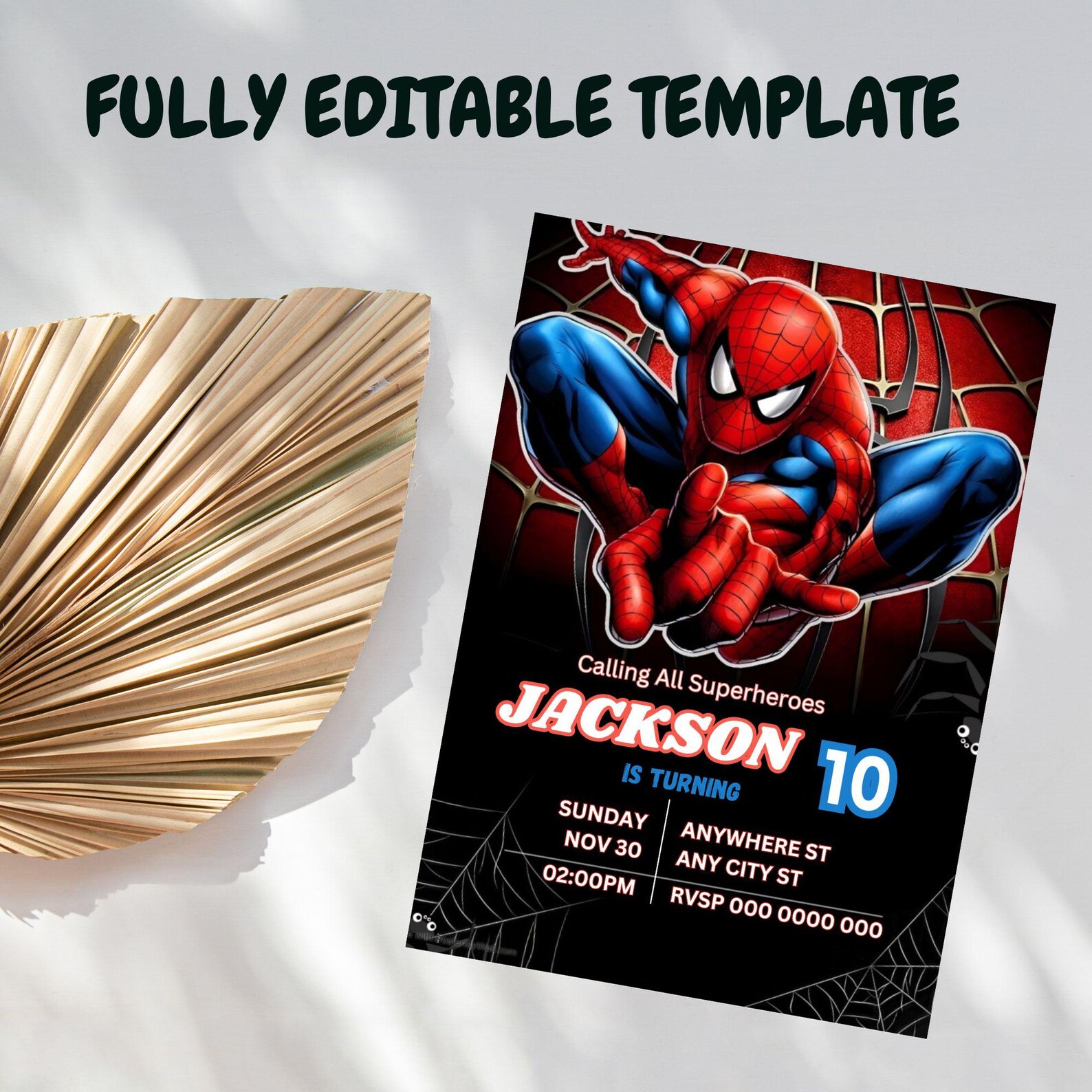 Editable Spiderman Birthday Invitation Template / Spiderman Birthday ...