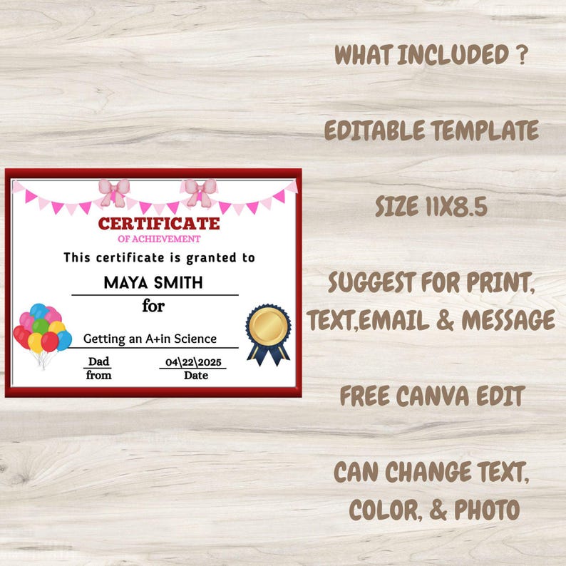 Editable Kids Award Certificate / Editable Certificate of Achievement ...