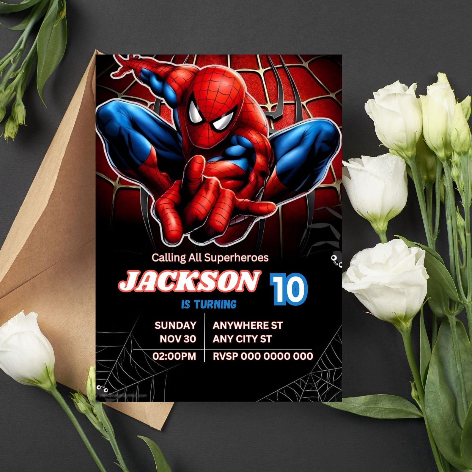 Editable Spiderman Birthday Invitation Template / Spiderman Birthday ...