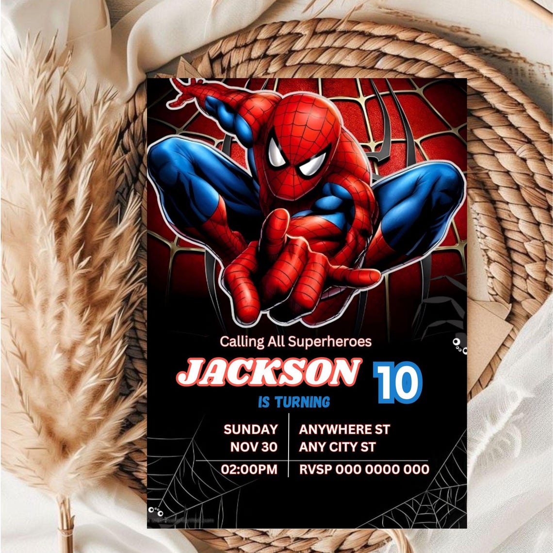 Editable Spiderman Birthday Invitation Template / Spiderman Birthday ...