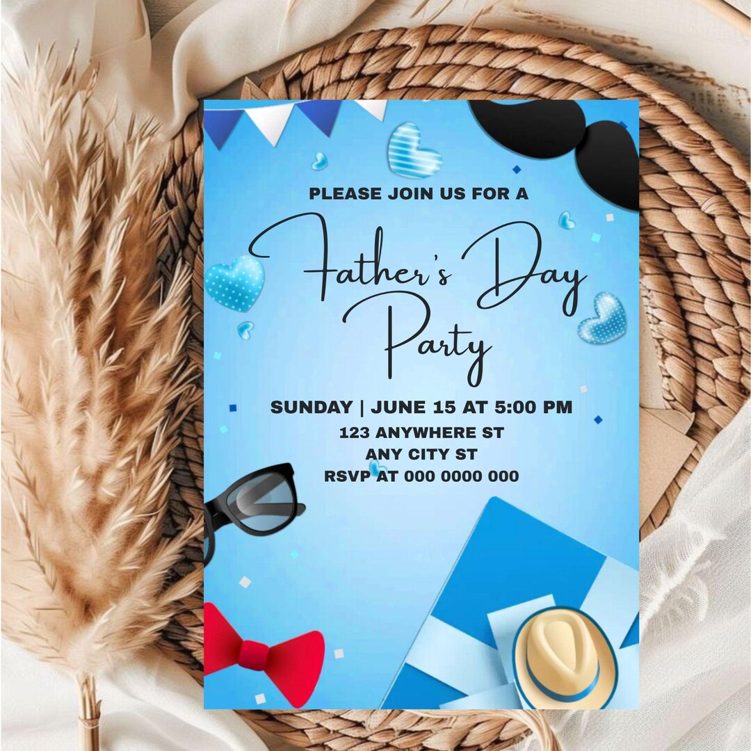Editable Fathers Day Party Invitation Template / Fathers Day Invitation ...