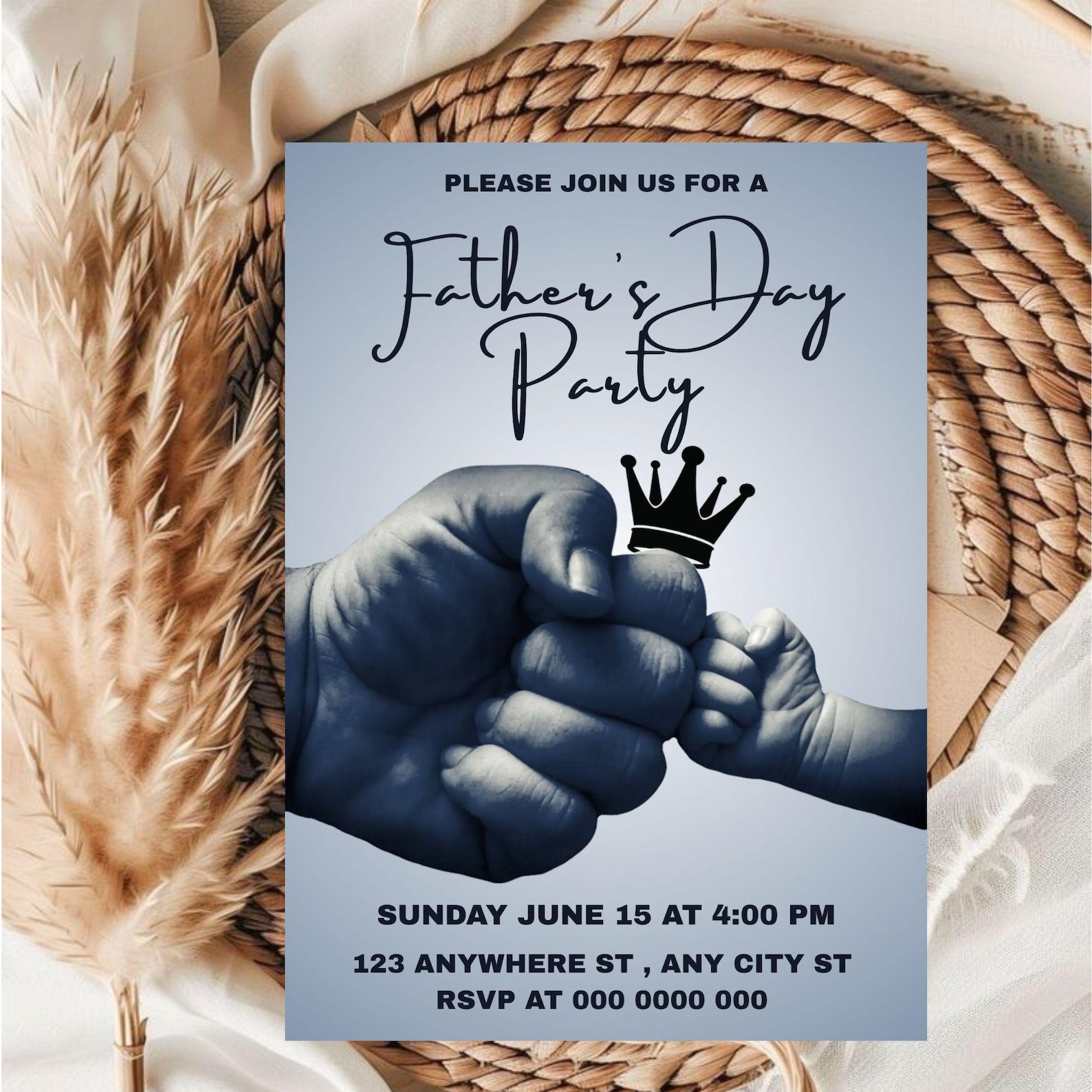 Editable Fathers Day Invitation Template / Happy Fathers Day Invitation ...
