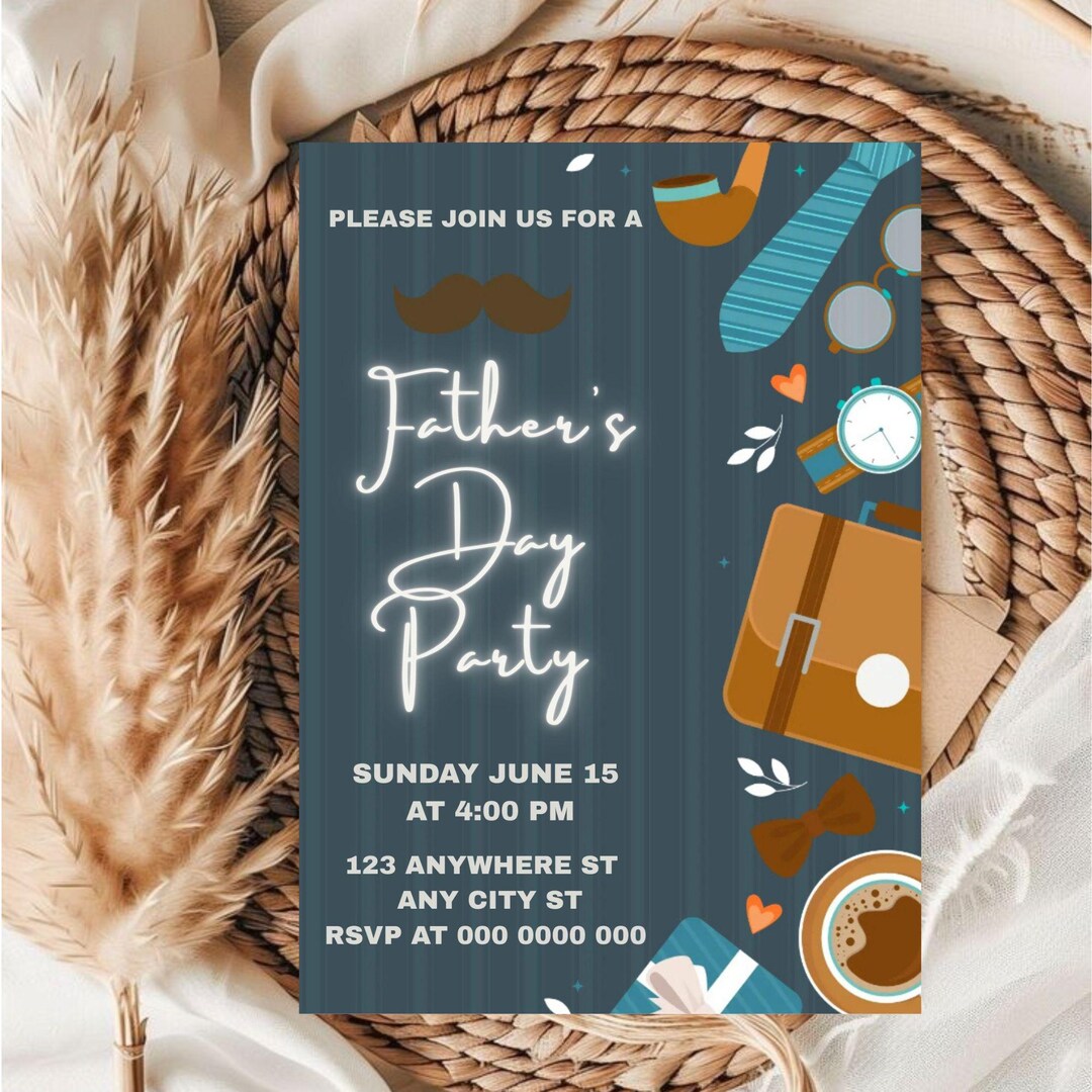 Editable Fathers Day Party Invitation Template / Fathers Day Invitation ...