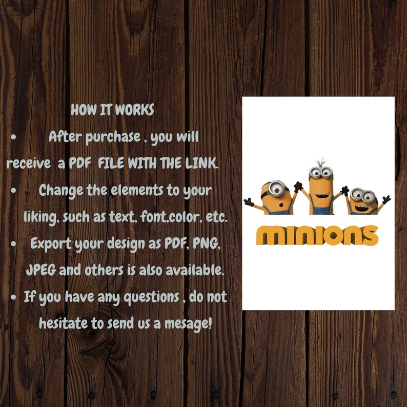 Editable Kids Favorite Minions Birthday Party Invitation Template ...