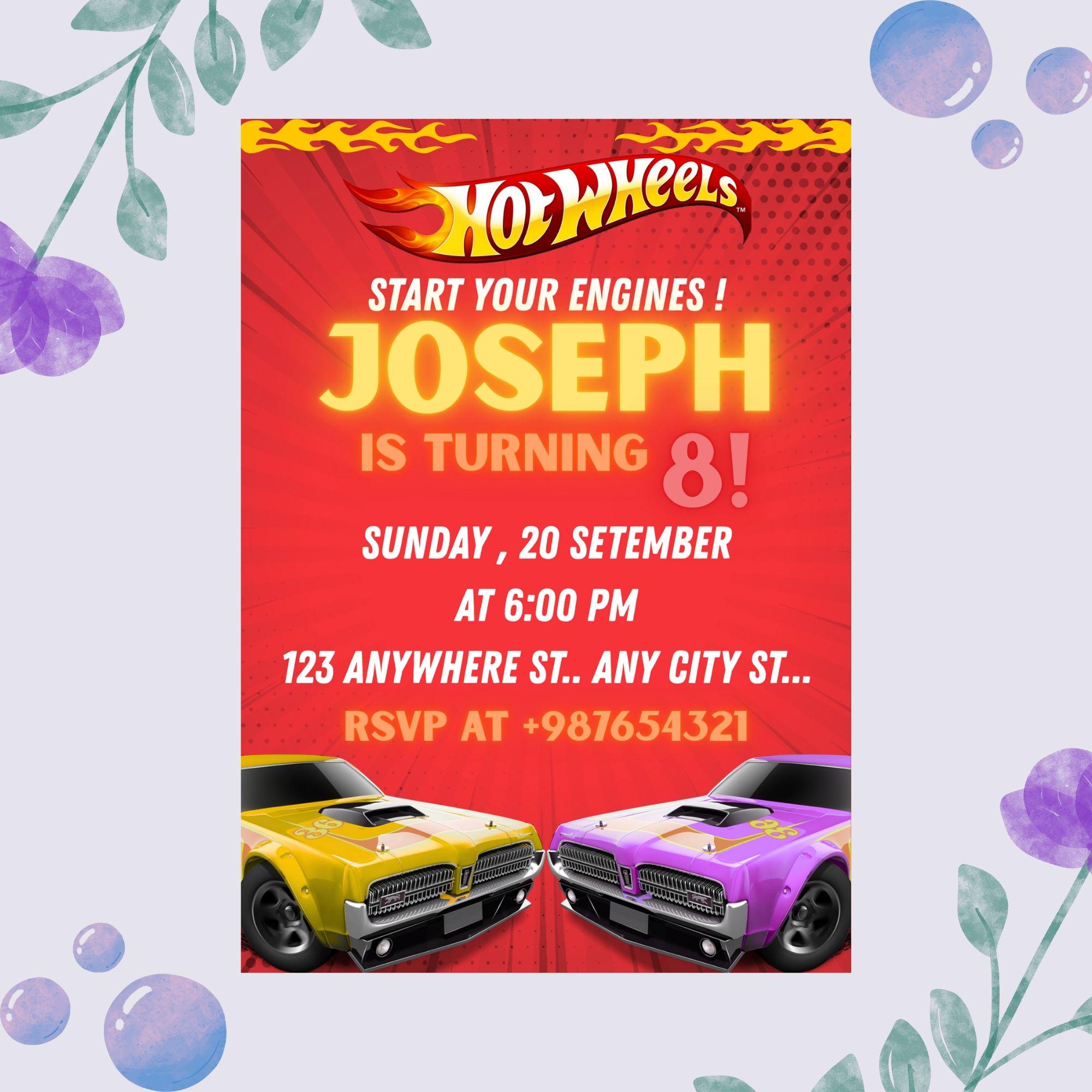 Editable Hot Wheel Birthday Invitation Template / Racing Car Birthday ...