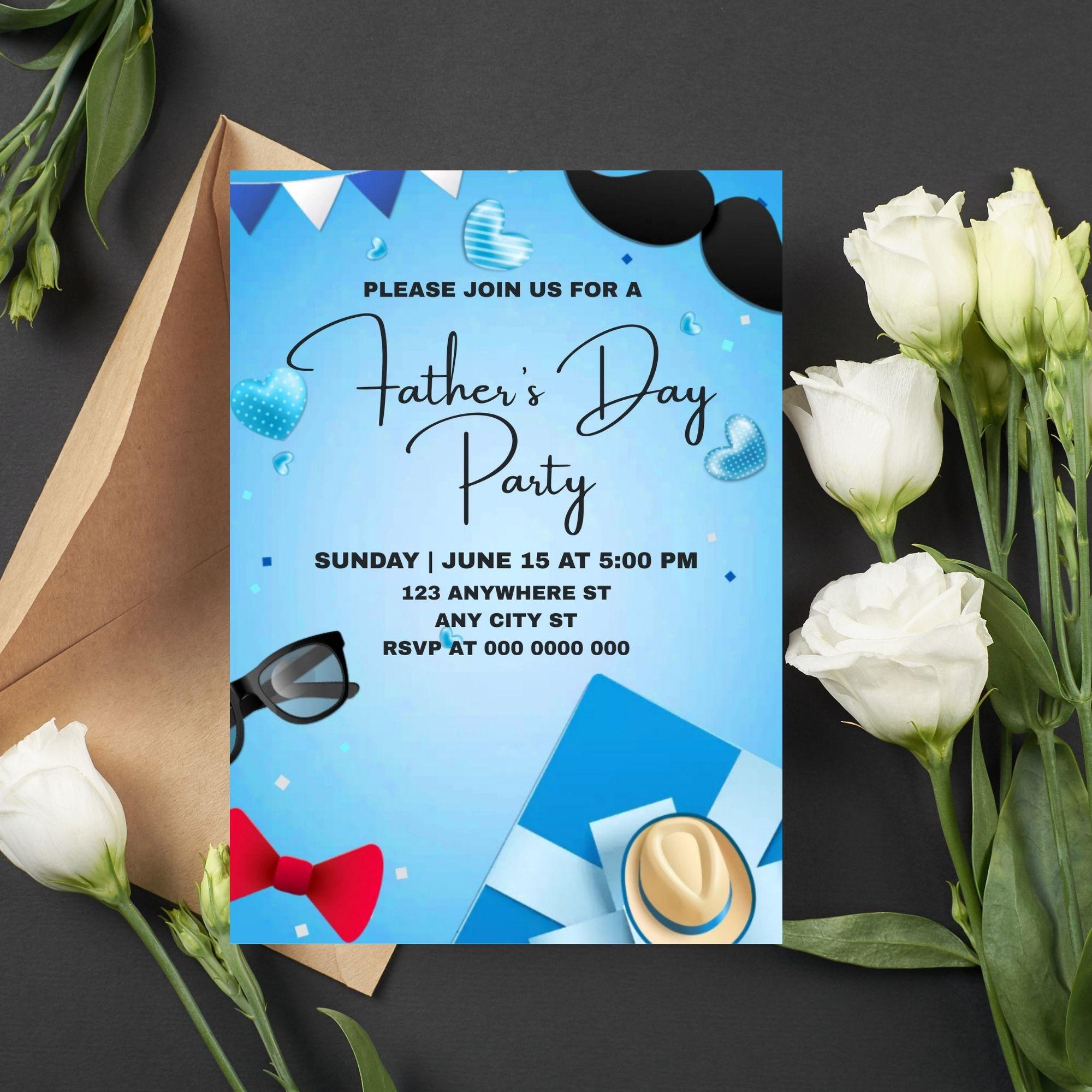 Editable Fathers Day Party Invitation Template / Fathers Day Invitation ...