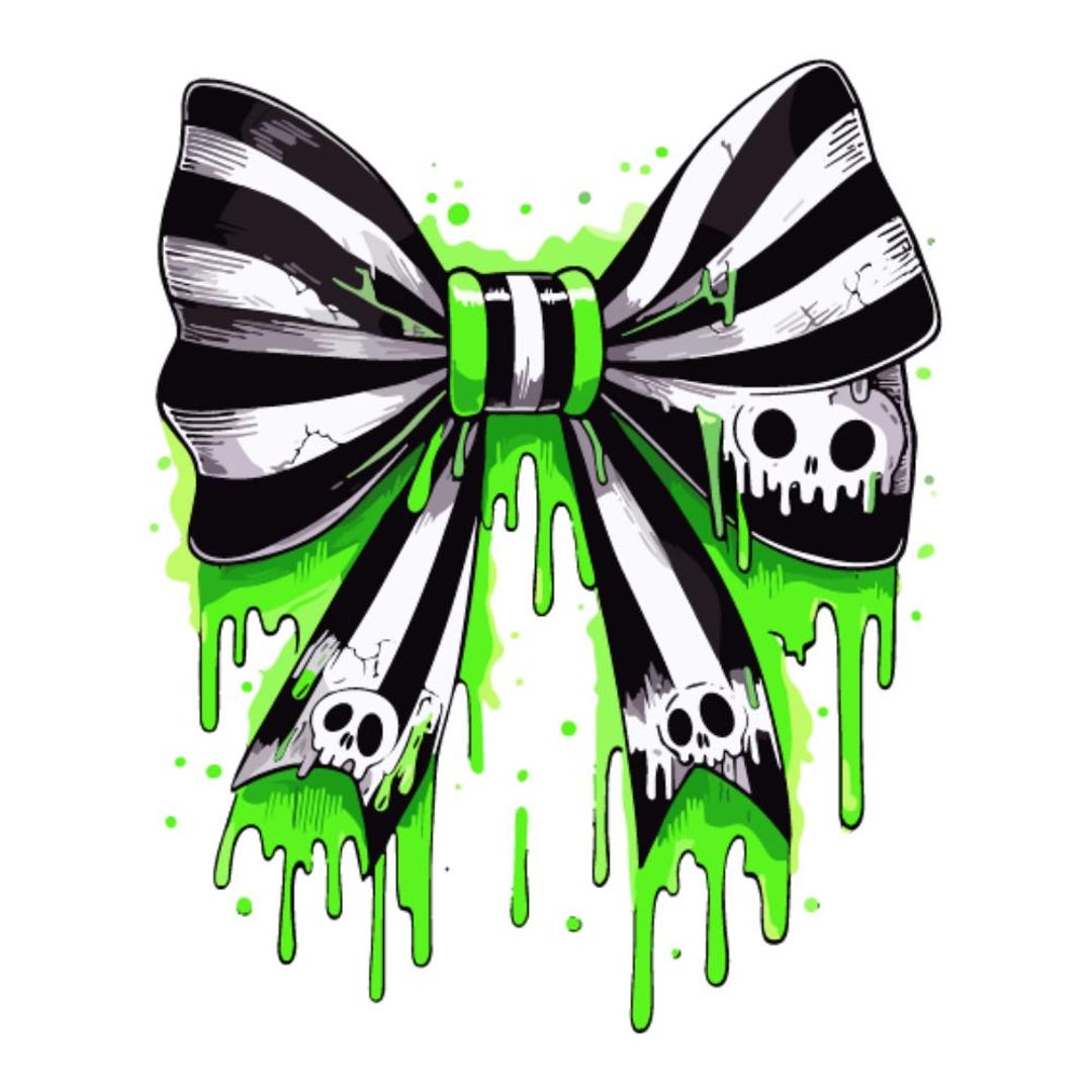 Skull Stripe Bow PNG: Green Halloween Clipart for Shirts - Etsy