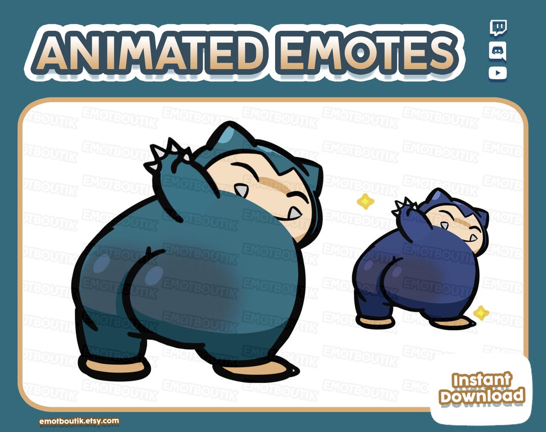Emote animado de Snorlax bailando twerking / Twitch, Discord Streaming ...