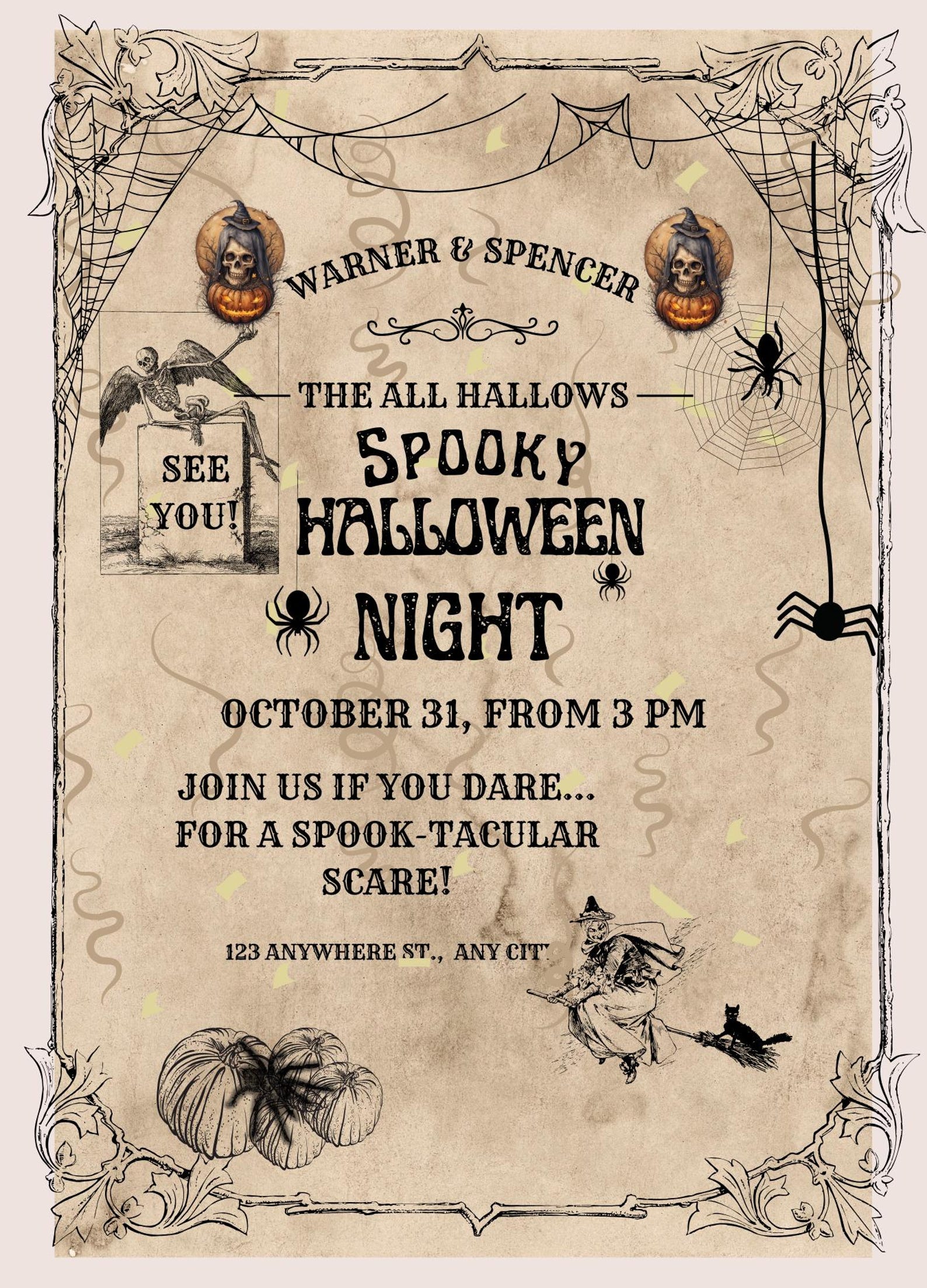 Editable Halloween Invitation – Canva Template – 5x7 & 4.5x6.25 ...