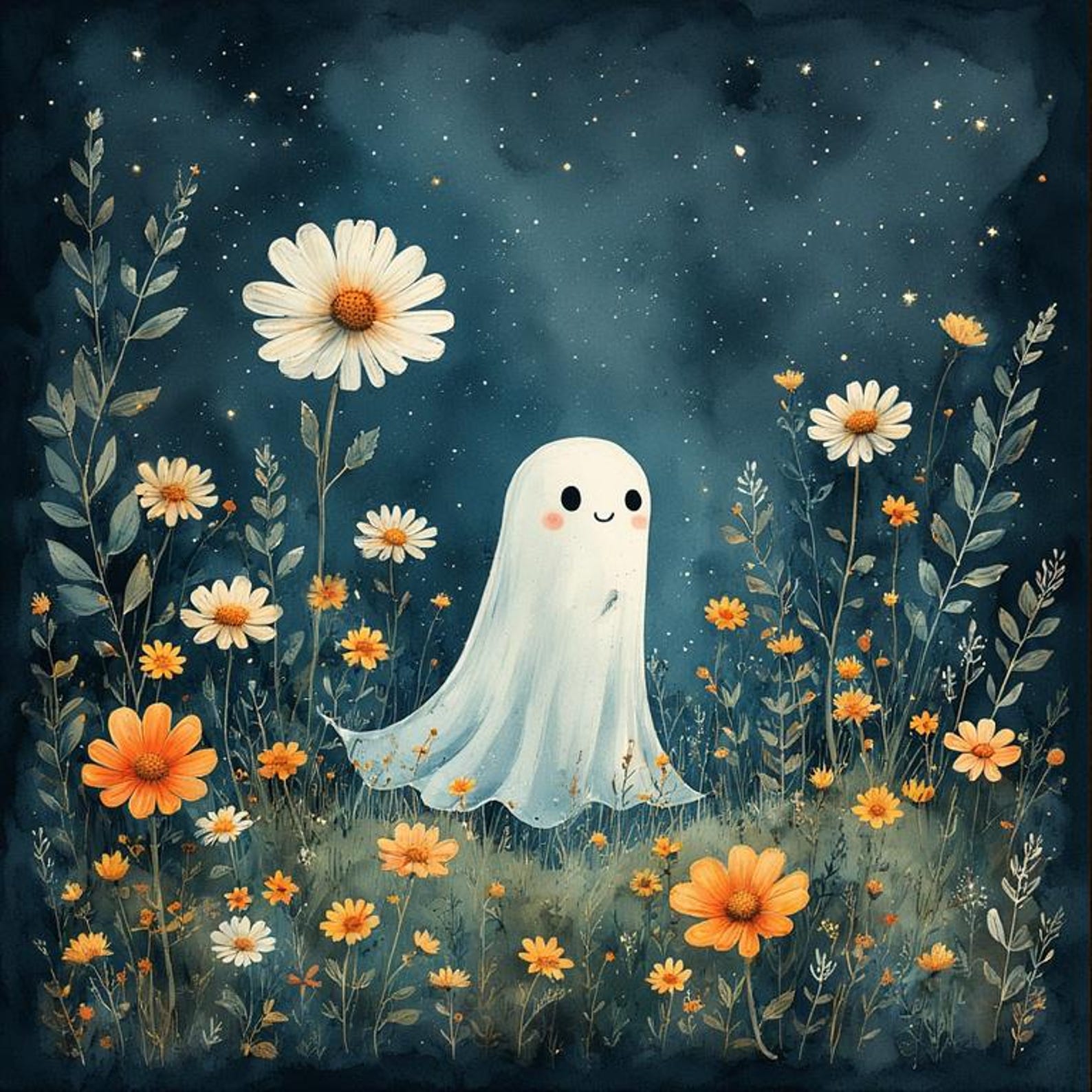 Watercolor Flower Clipart: Pink Halloween Ghosts (digital Download) - Etsy