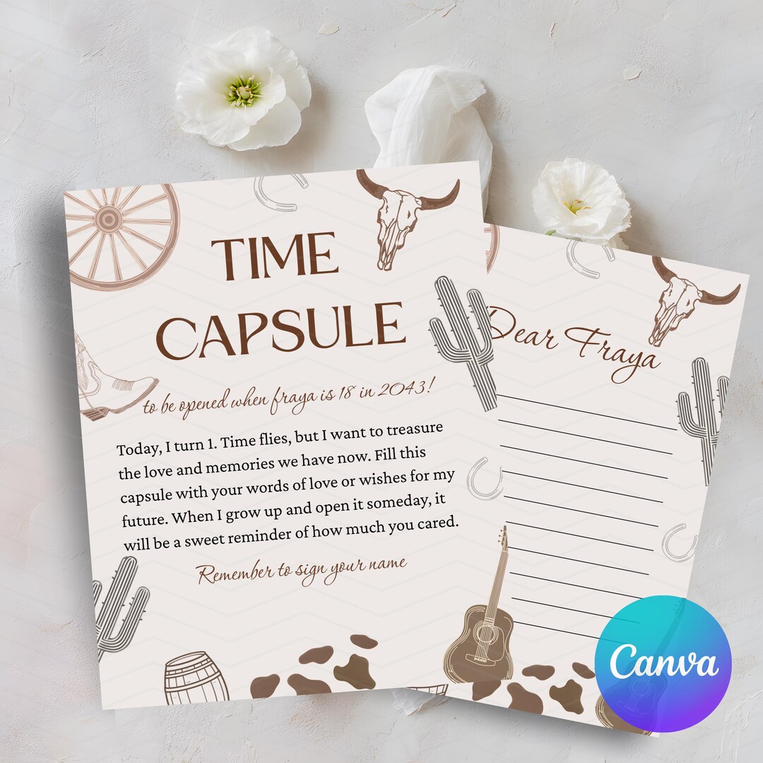 Editable My First Rodeo Birthday Time Capsule Personalized Printable ...