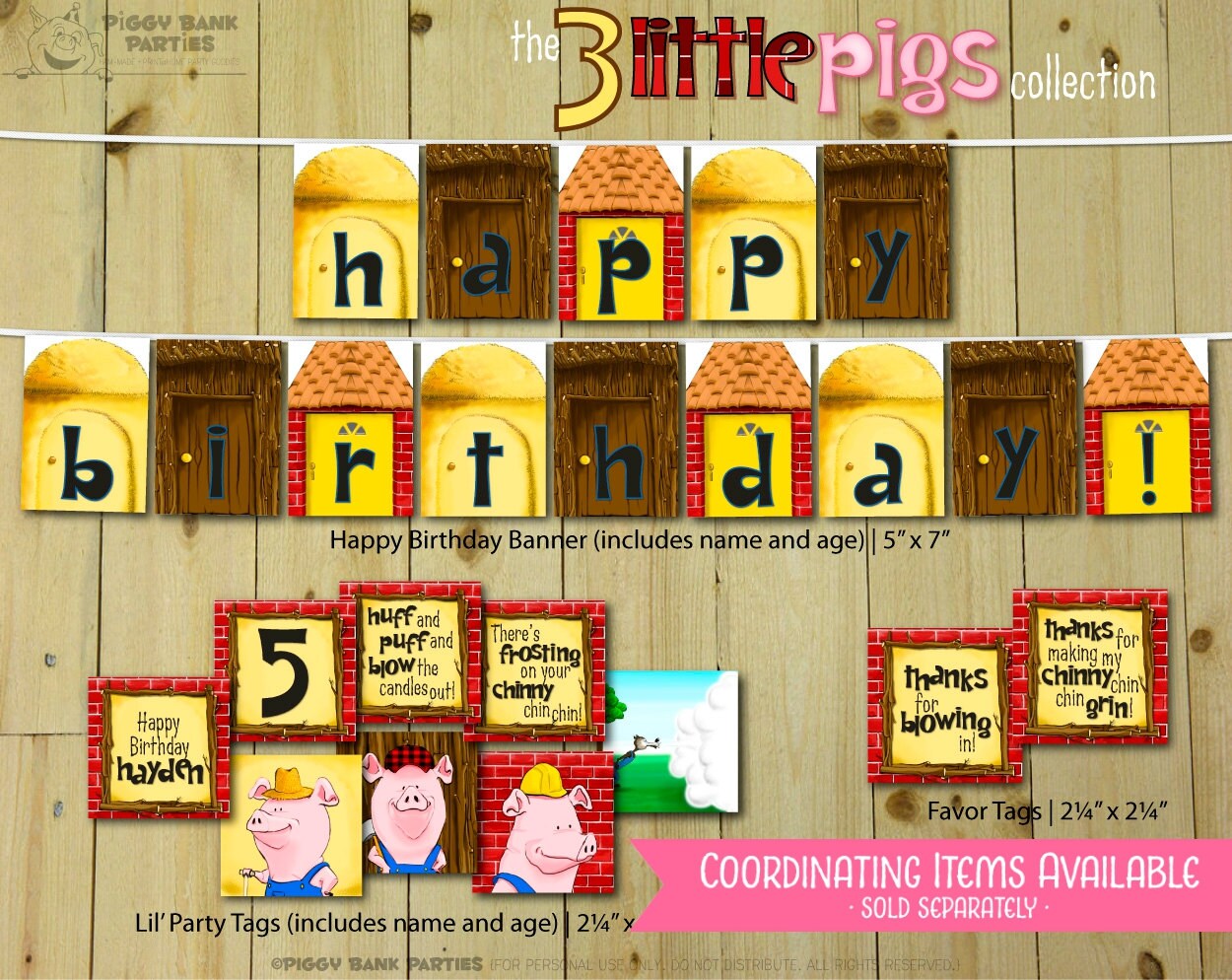 Three Little Pigs Brick Stick and Straw House Favor Box Set : | Etsy