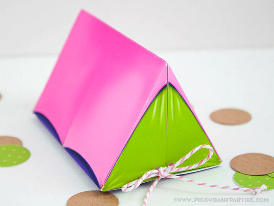 Campout Tent Favor Box Pink Purple & Lime : Print at Home - Etsy