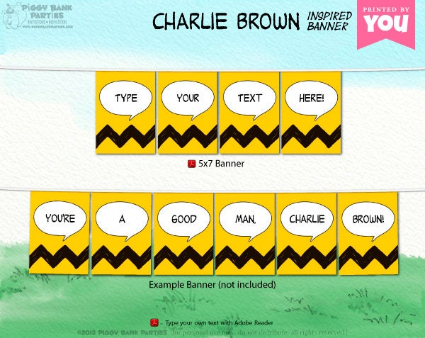 Charlie Brown Inspired Banner : Print at HOME Peanuts Gang - Etsy