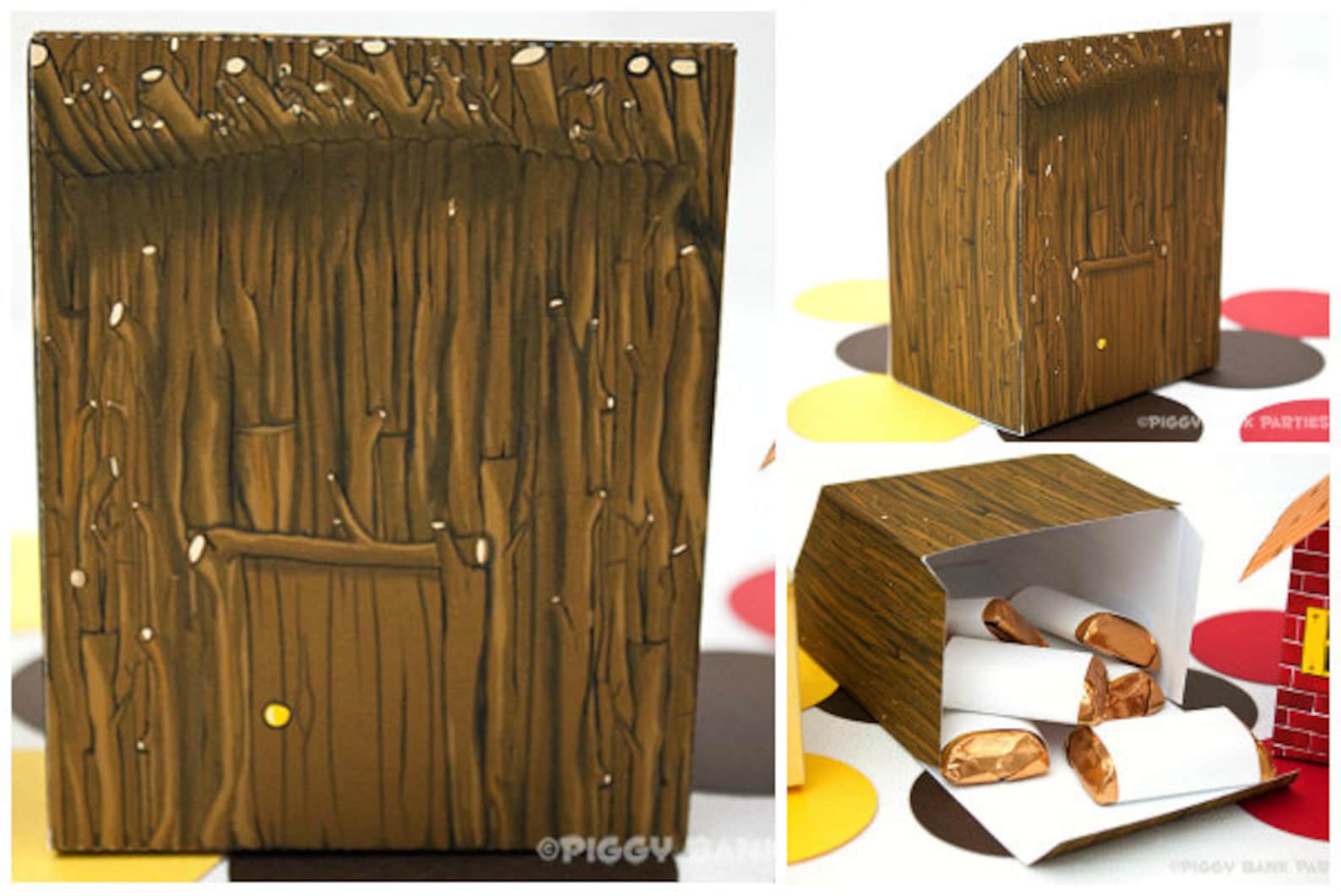 Three Little Pigs Brick, Stick and Straw House Favor Box Set : Print at ...