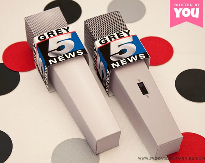Reporter Microphone Favor Box : Print at Home Full-color Template | TV ...