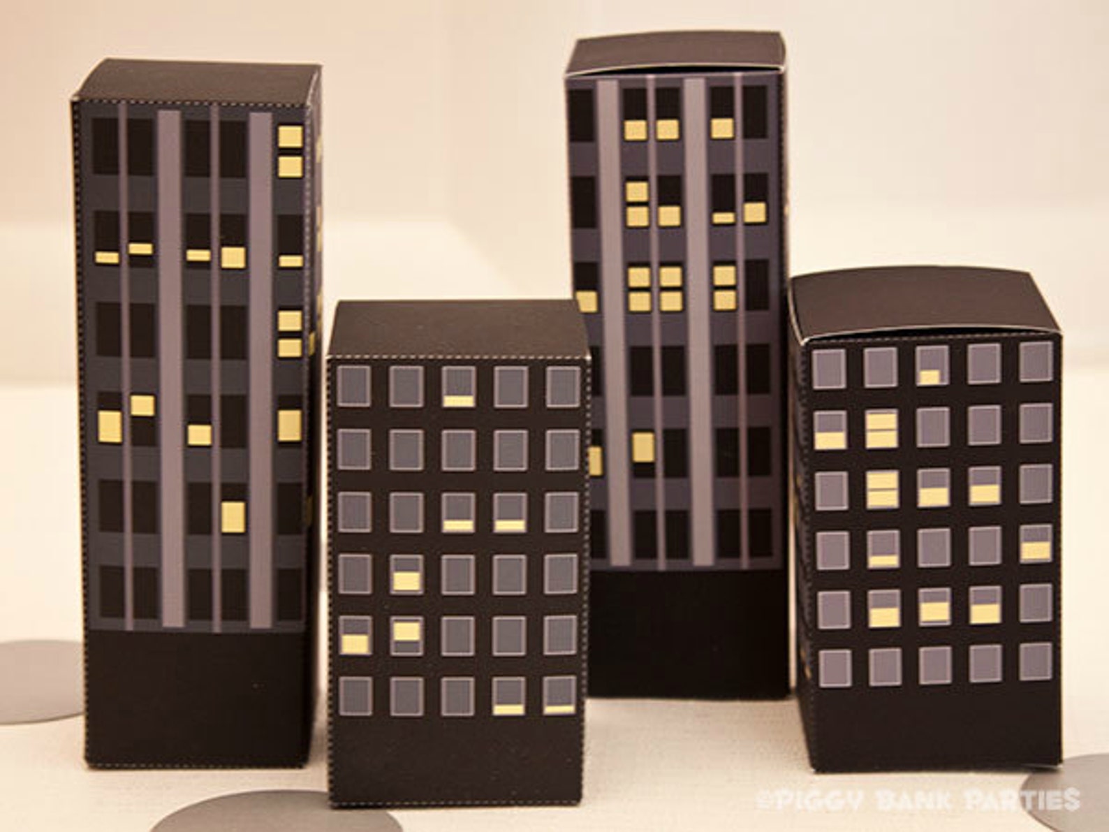 Nighttime City Buildings Favor Box Set: Print at Home - Etsy Canada