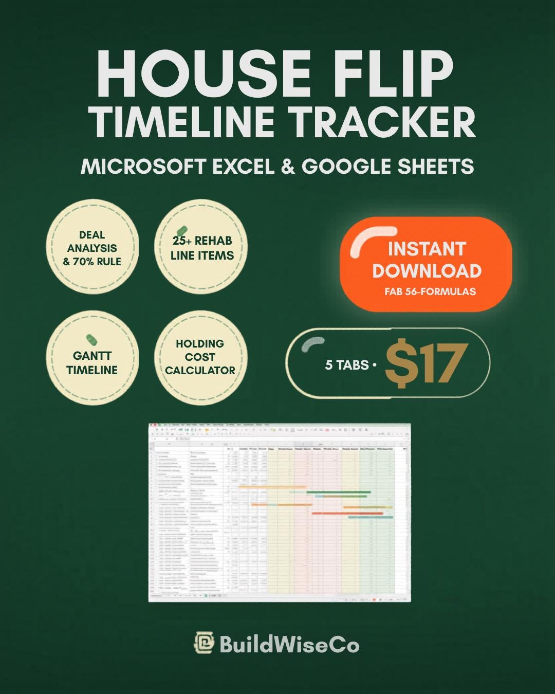 House Flip Budget Spreadsheet Rehab Tracker Fix and Flip Calculator ARV ...