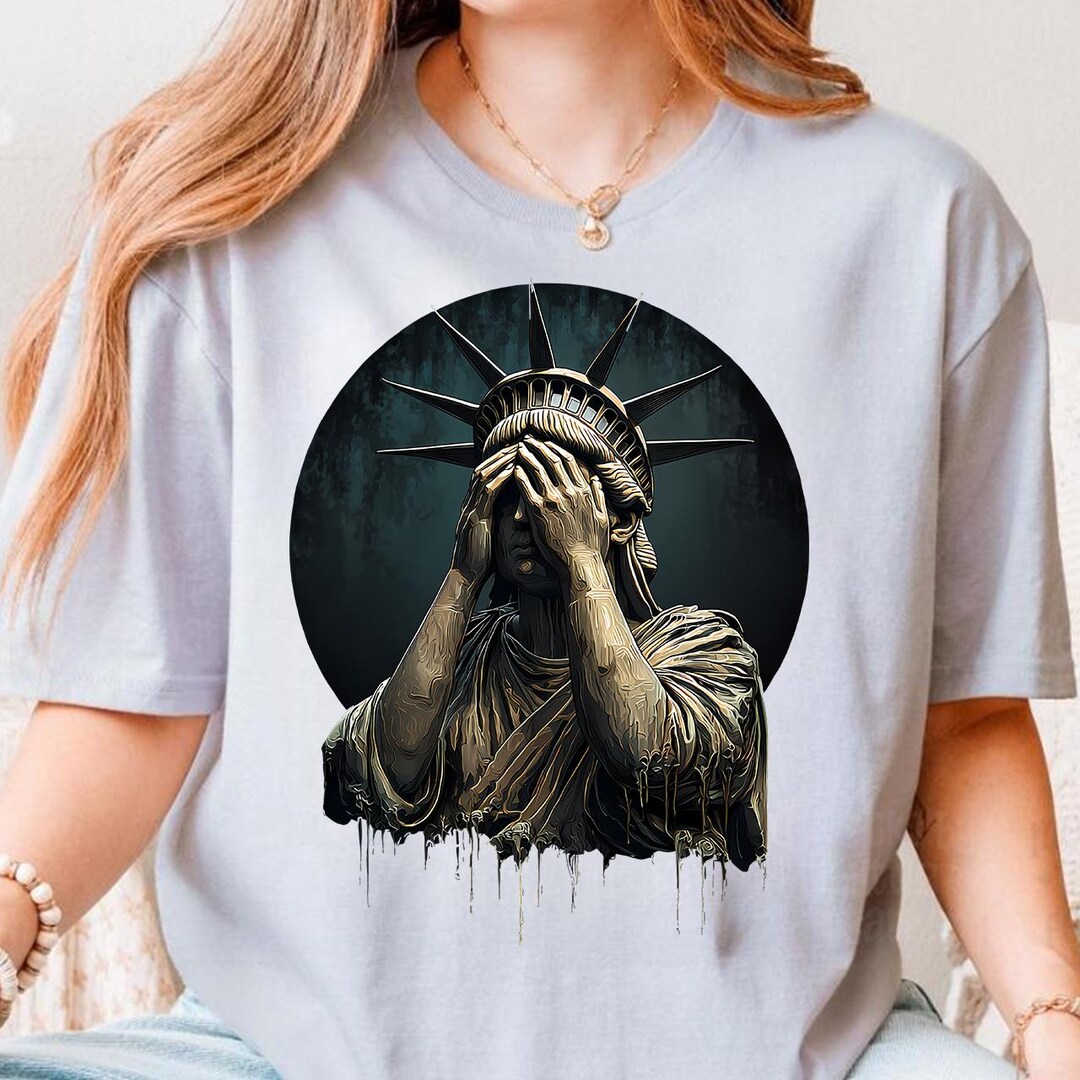 Statue of Liberty Covering Her Face in Disgust, Surreal Png, Download ...