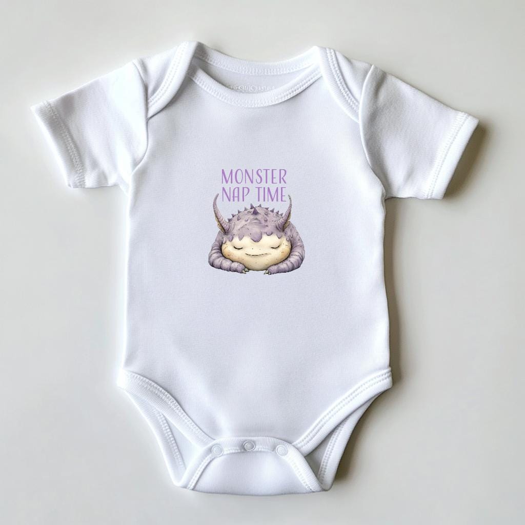 Monster Nap Time Baby Bodysuit, Funny Sleeping Monster Onesie - Etsy