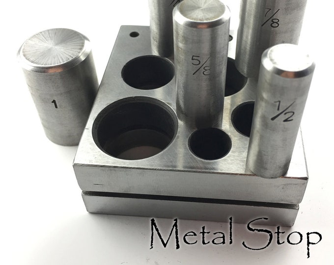 Disc Cutter Punch & Die Set FIVE Sizes (1", 7/8", 3/4", 5/8", 1/2 ...