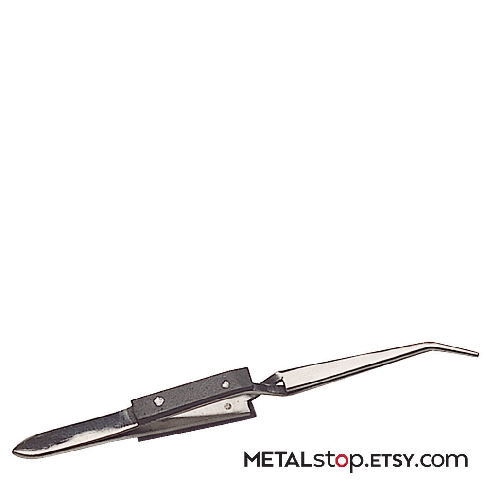Curved Cross Locking Tweezers With Fiber Grip Cool Handle Jewelry ...
