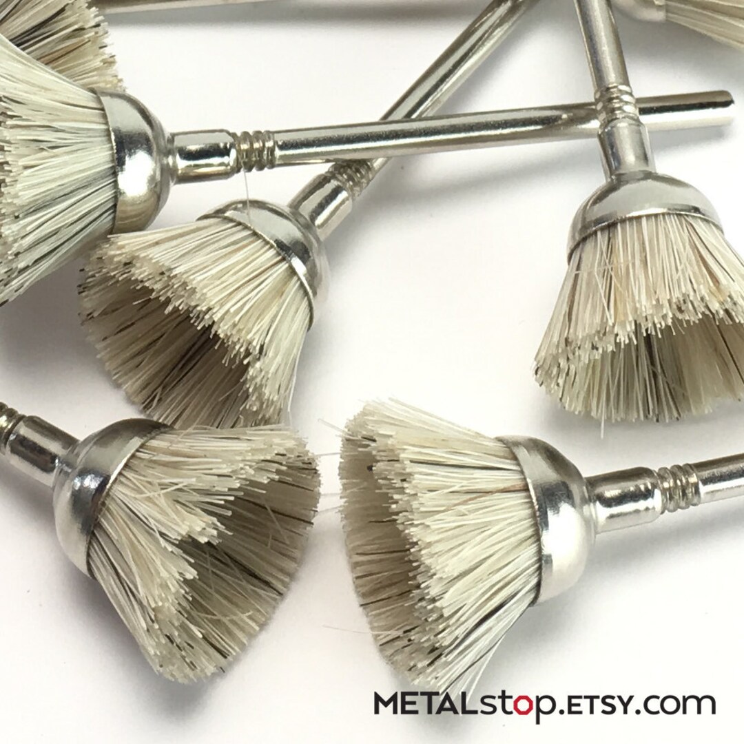 Twelve 12 Bristle Cup Brush Bits on 3/32" Mandrel. Stiff 1/2" Dia ...