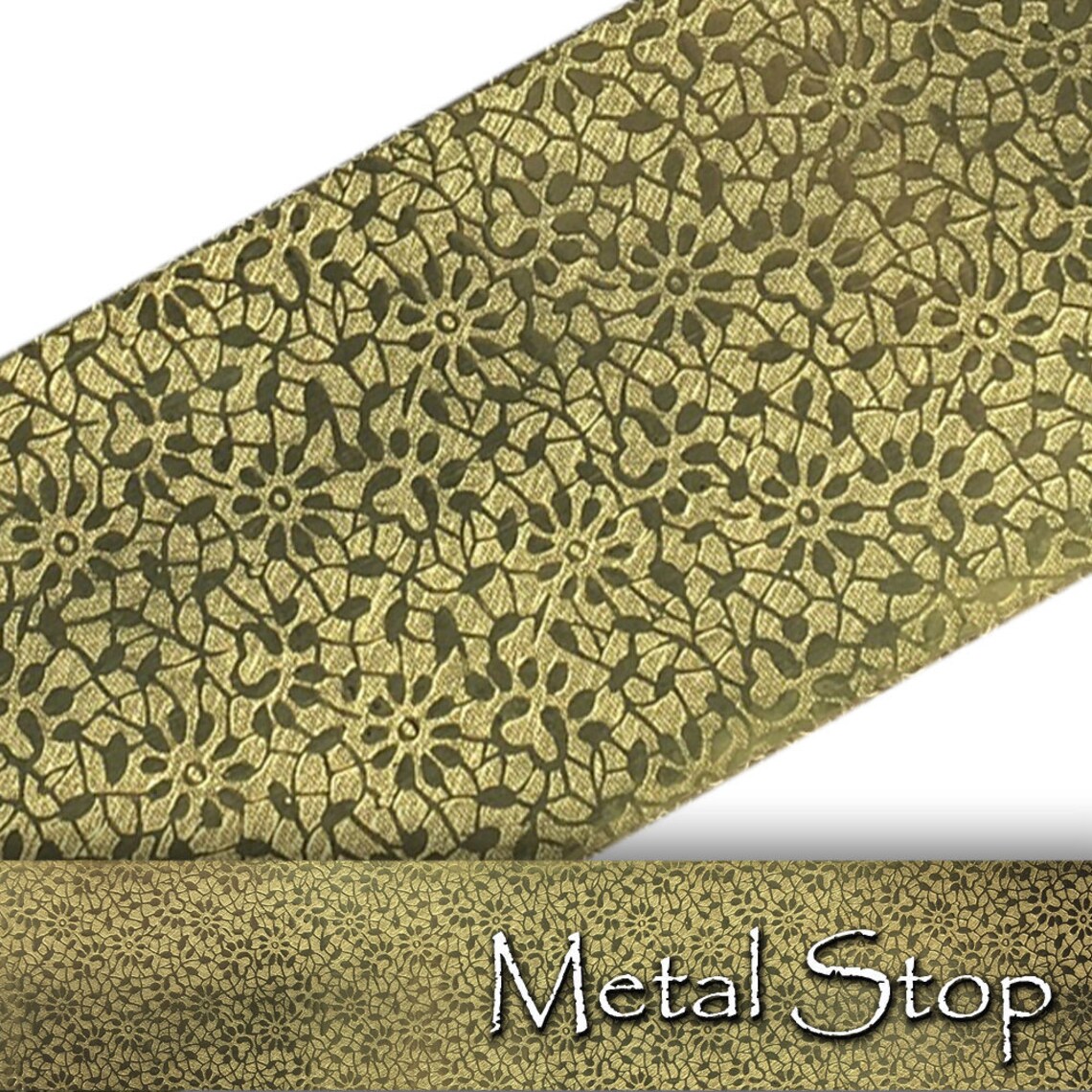 Textured Brass Abstract Flower and Leaf Pattern 24 Gauge Sheet Metal 2. ...