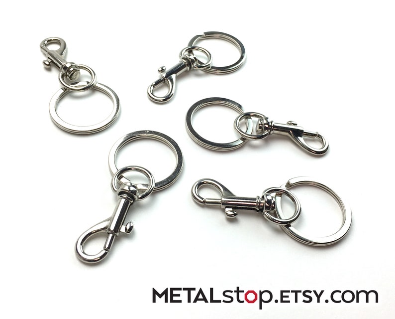 10 Small Swivel Silver Tone Lobster Clasp Key Ring Clip With Spring ...