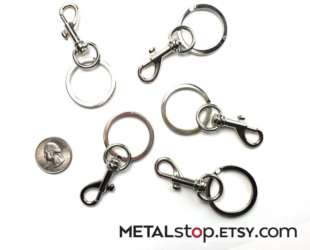 10 Small Swivel Silver Tone Lobster Clasp Key Ring Clip With Spring ...
