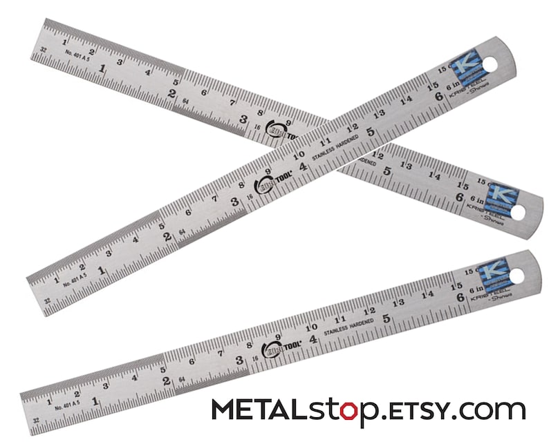 6 Inch Precision Stainless Steel Ruler .5mm Marks and .64th | Etsy