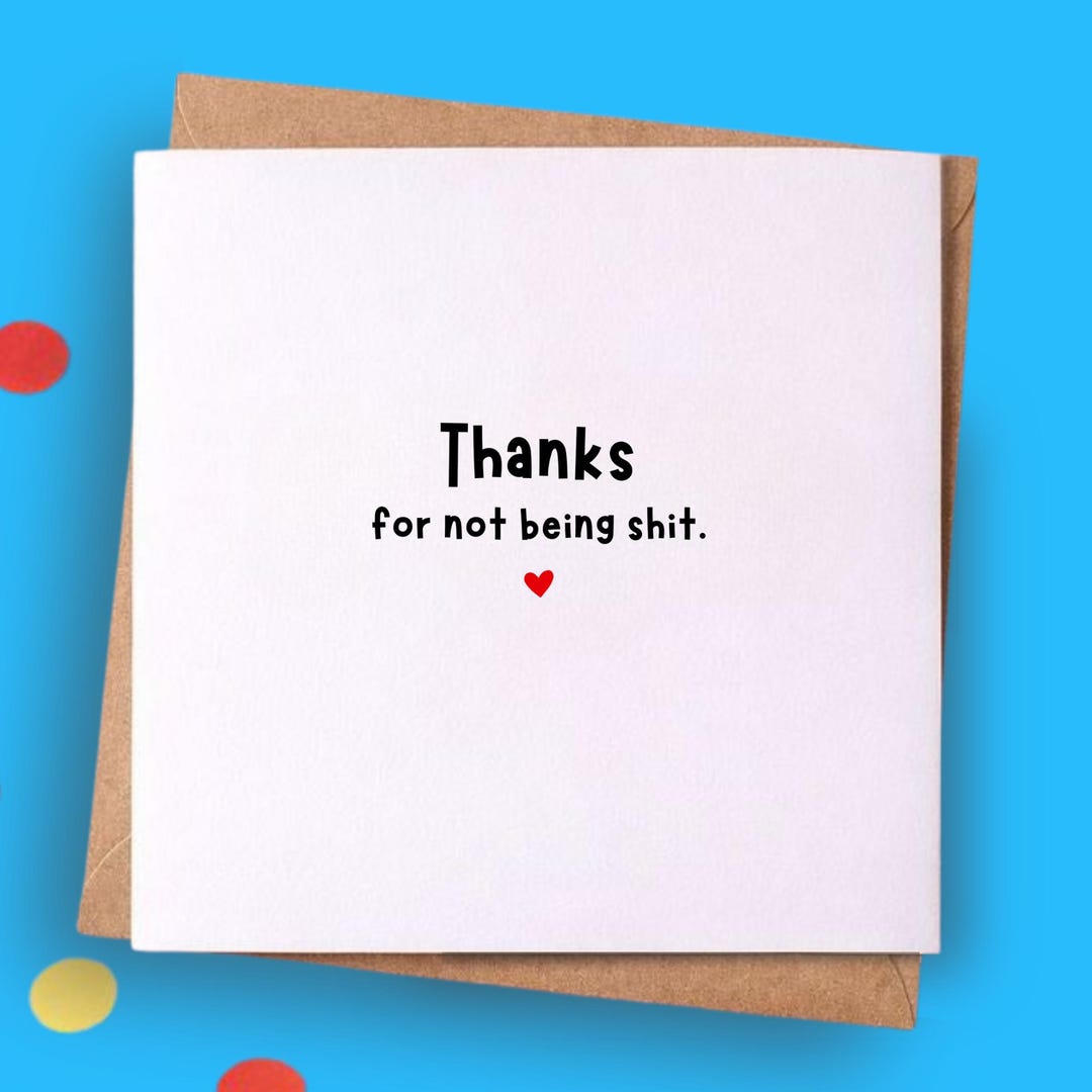Funny Thank You Card | Rude Thank You Card | Sarcastic Appreciation ...
