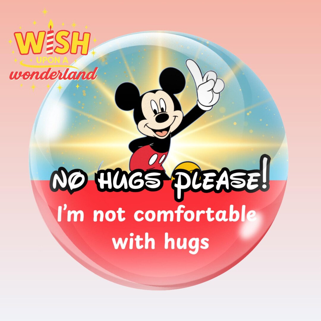 Disney-inspired Mickey Mouse No Hugs Please Badge – Hidden Disability ...