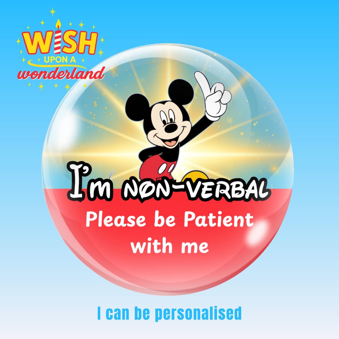 Mickey Mouse Autism Awareness Badge: Non-verbal Hidden Disability ...