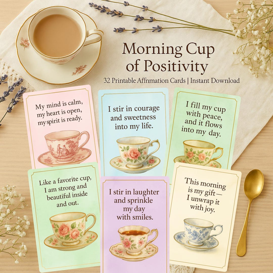 Vintage Teacup Affirmation Cards: Watercolor Art, Self-love Deck ...