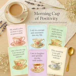 Vintage Teacup Affirmation Cards: Watercolor Art, Self-love Deck ...