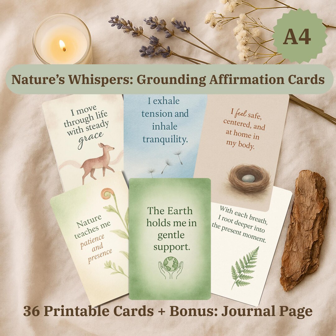 Nature Affirmation Cards: Grounding Mindfulness Deck (printable PDF - Etsy