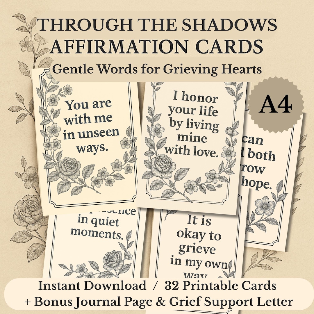 Grief Affirmation Cards: Printable Memorial Cards for Healing (A4 ...