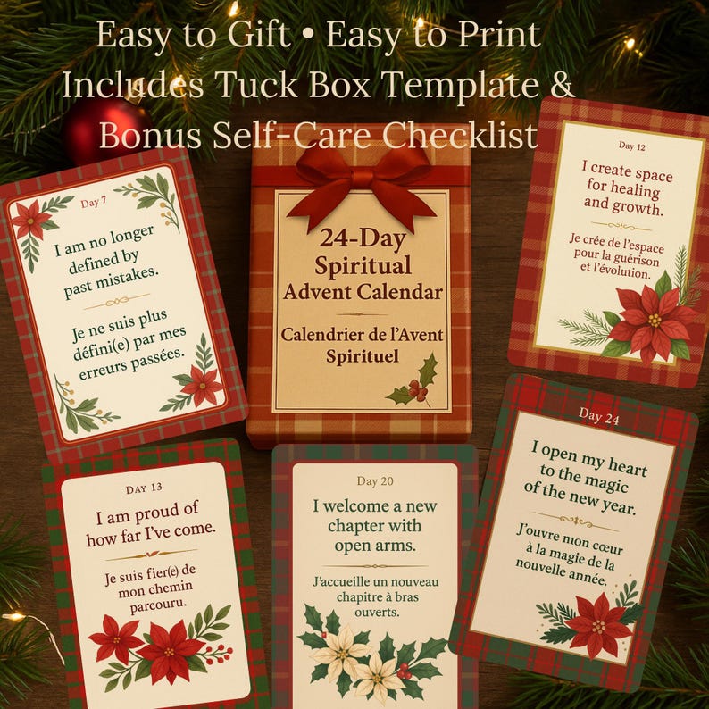 Printable Spiritual Advent Calendar | Affirmation Cards, Self-care (EN ...