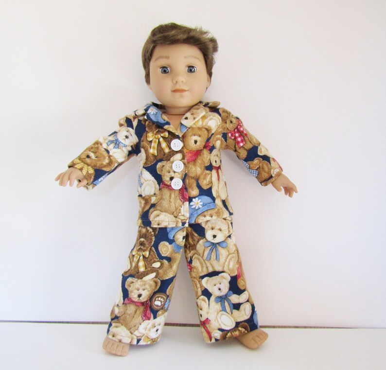 2 Piece Set Teddy Bears Pajamas Pjs Made to Fit Dolls Like - Etsy