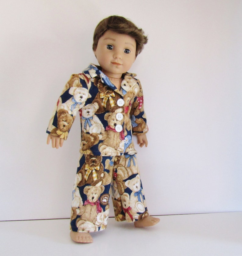 2 Piece Set Teddy Bears Pajamas Pjs Made to Fit Dolls Like - Etsy